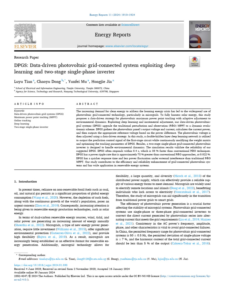 Dpgs Data Driven Photovoltaic Grid Connected System Exploiting Deep
