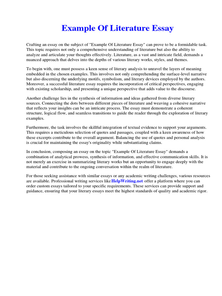 Example of Literature Essay | PDF | Essays | Israel