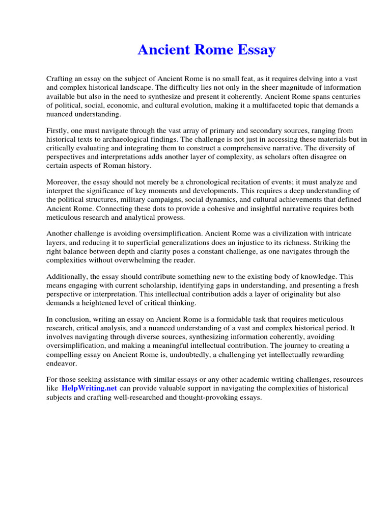 Ancient Rome Essay | PDF | Essays