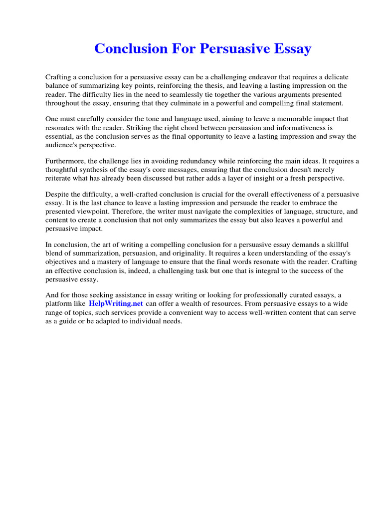 Conclusion For Persuasive Essay | PDF | Neuromuscular Junction | Ice Hockey