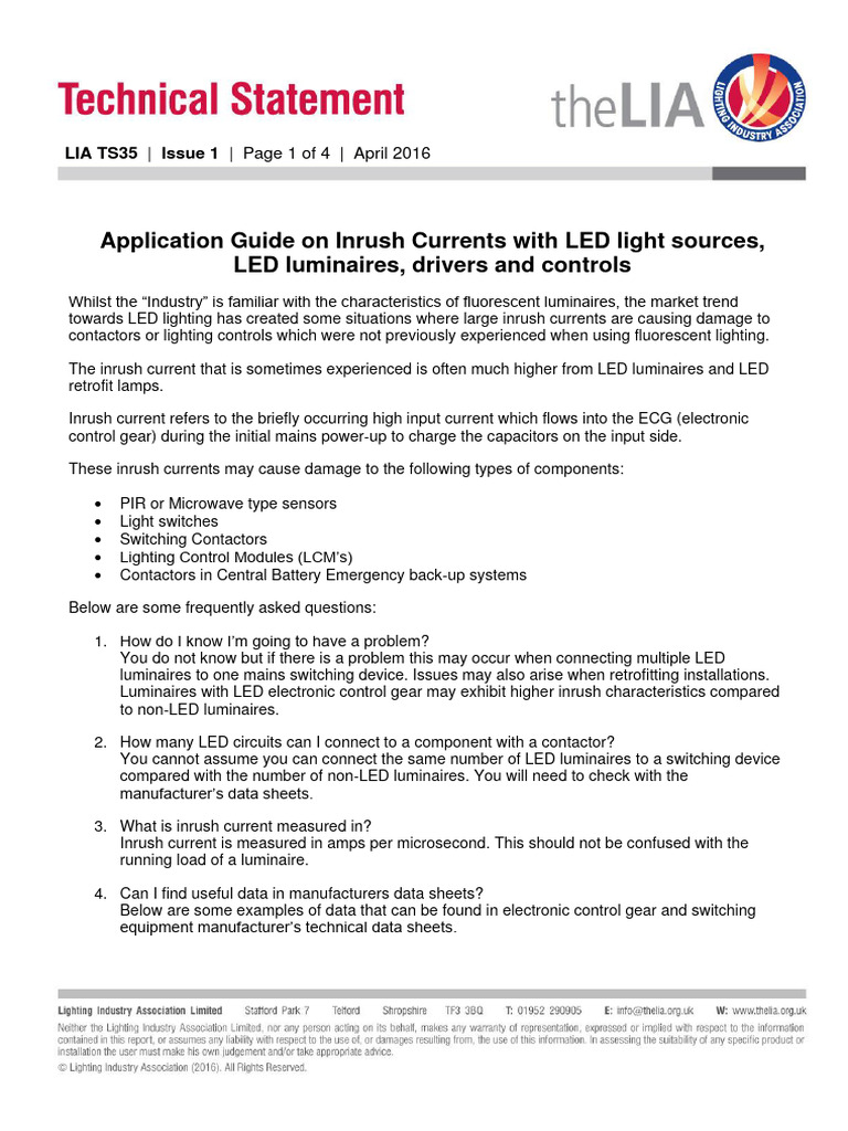 Application Guide On Inrush Currents | PDF | Light Emitting Diode ...