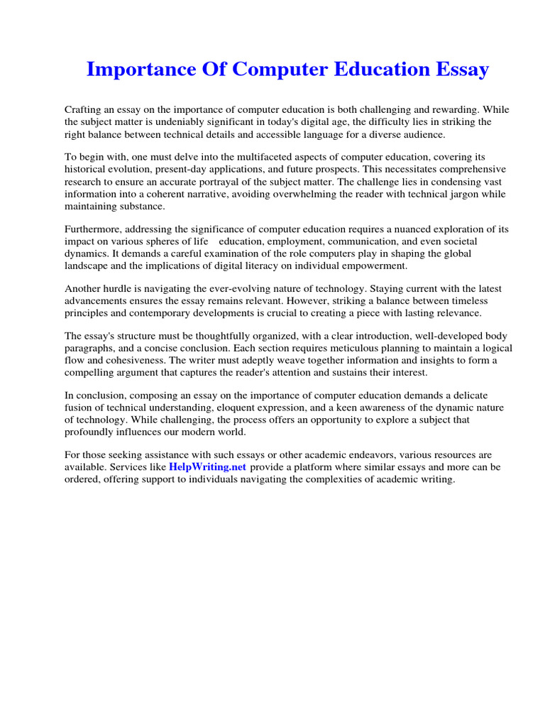 Importance of Computer Education Essay | PDF | Meiosis | Biology