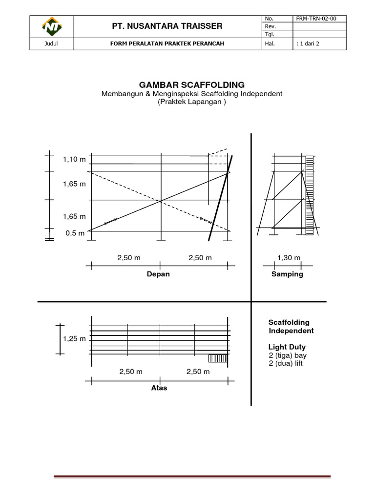 Form Kebutuhan Praktek Scaffolding Dasar 2 Bay 2 Lift - JML Material Kosong | PDF