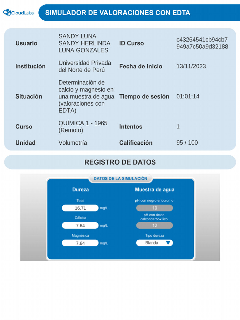 Determinación de Calcio y Magnesio en Una Muestra de Agua-LUNA GONZALES SANDY | PDF
