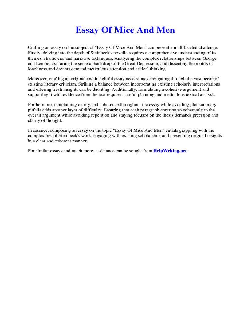 Essay of Mice and Men | PDF | Ernest Shackleton | Essays