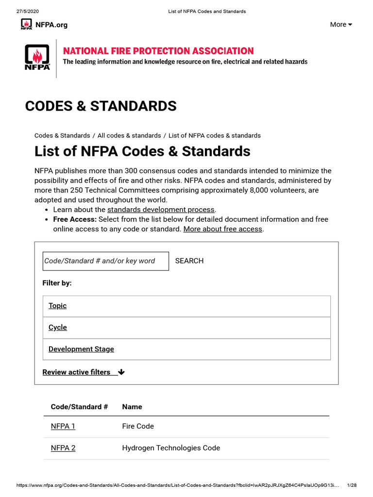NFPA Codes and Standards Overview | PDF | Fires | Firefighting