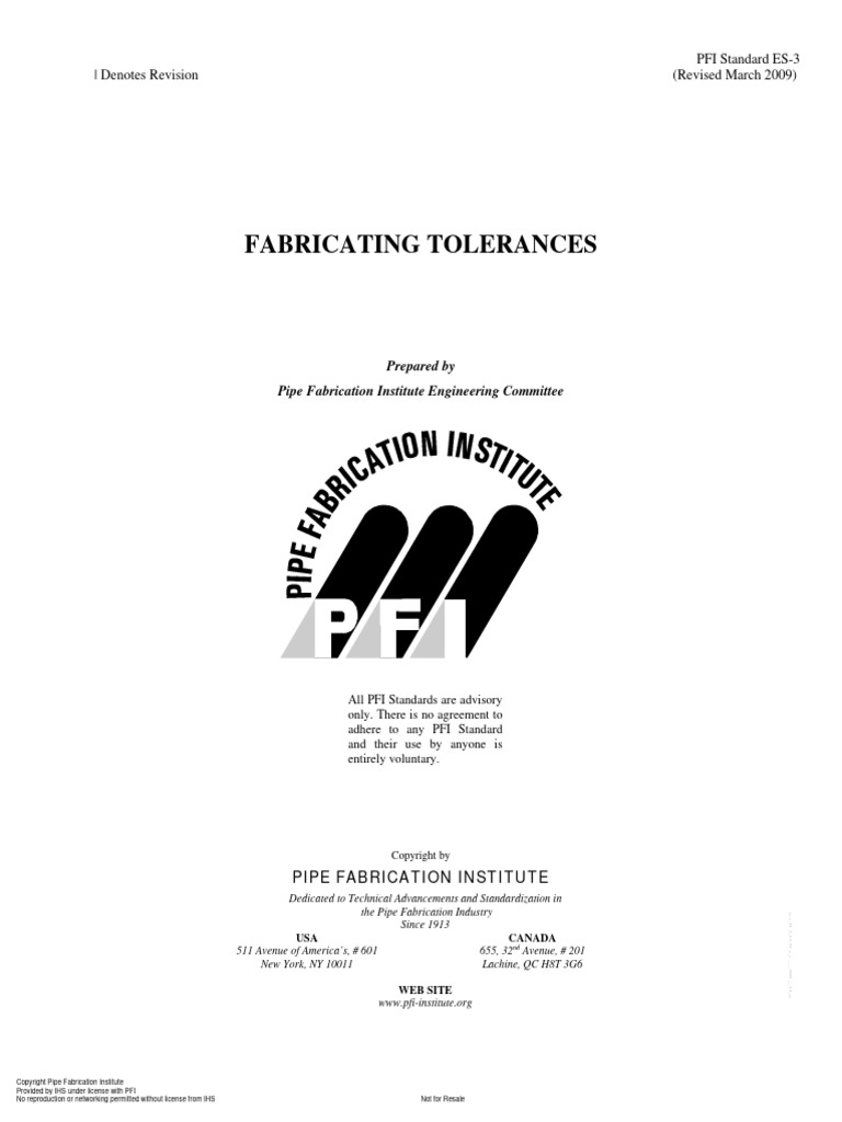 Pfi Es-3 | PDF | Pipe (Fluid Conveyance) | Engineering Tolerance