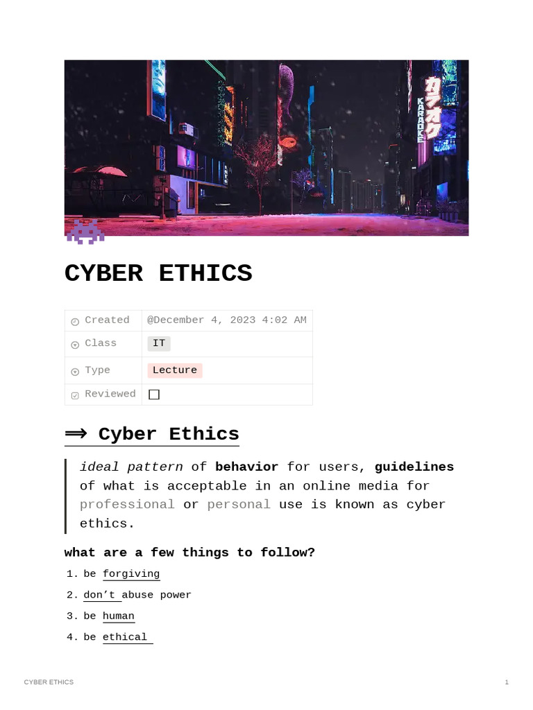 CYBER ETHICS CBSE Class 10 Computer Applications Notes. | PDF | Free ...