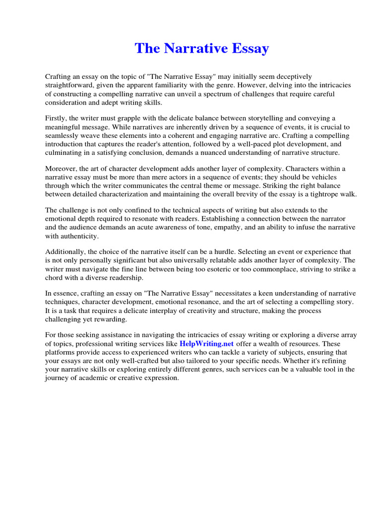 The Narrative Essay | PDF