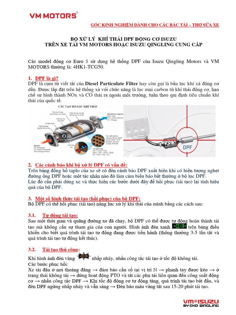 3 - Goc Kinh Nghiem Cho Tai Xe - He Thong DPF Tren Xe Tai VM Motors | PDF