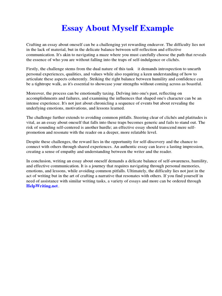 Essay About Myself Example | PDF
