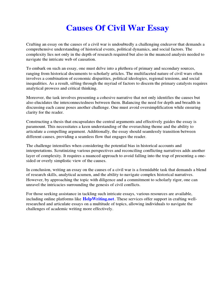 Causes of Civil War Essay | PDF | European Union | China