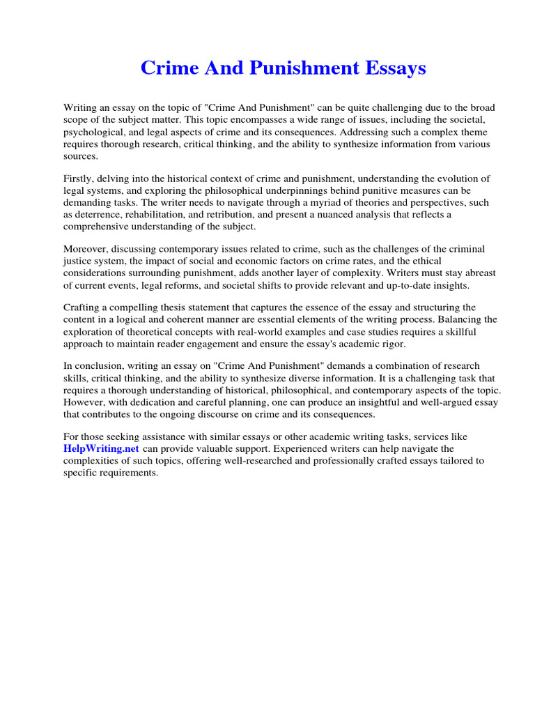 Crime and Punishment Essays | PDF | Essays | Critical Thinking
