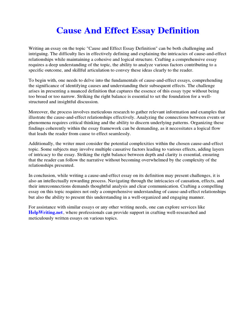 Cause and Effect Essay Definition | PDF | Distillation | Brandy