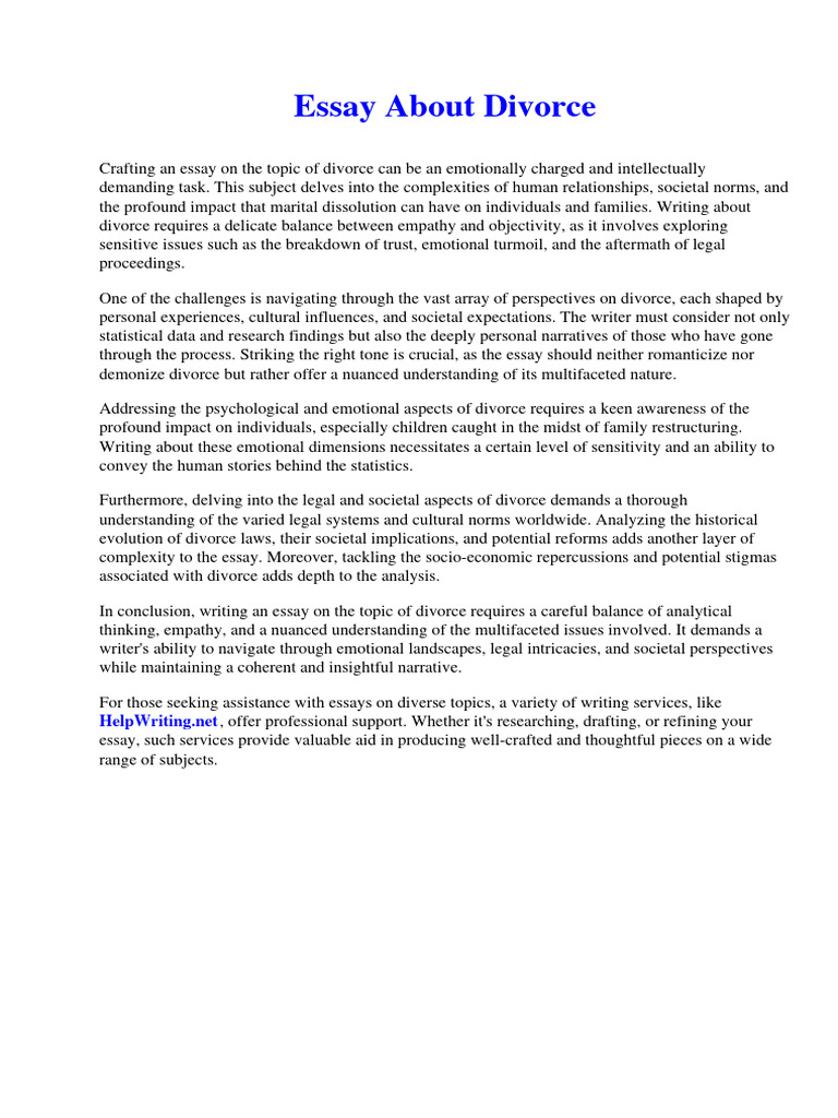 Essay About Divorce | PDF