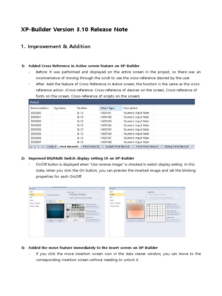 XP-Builder V3.10 Release Note - Eng | PDF | Computers