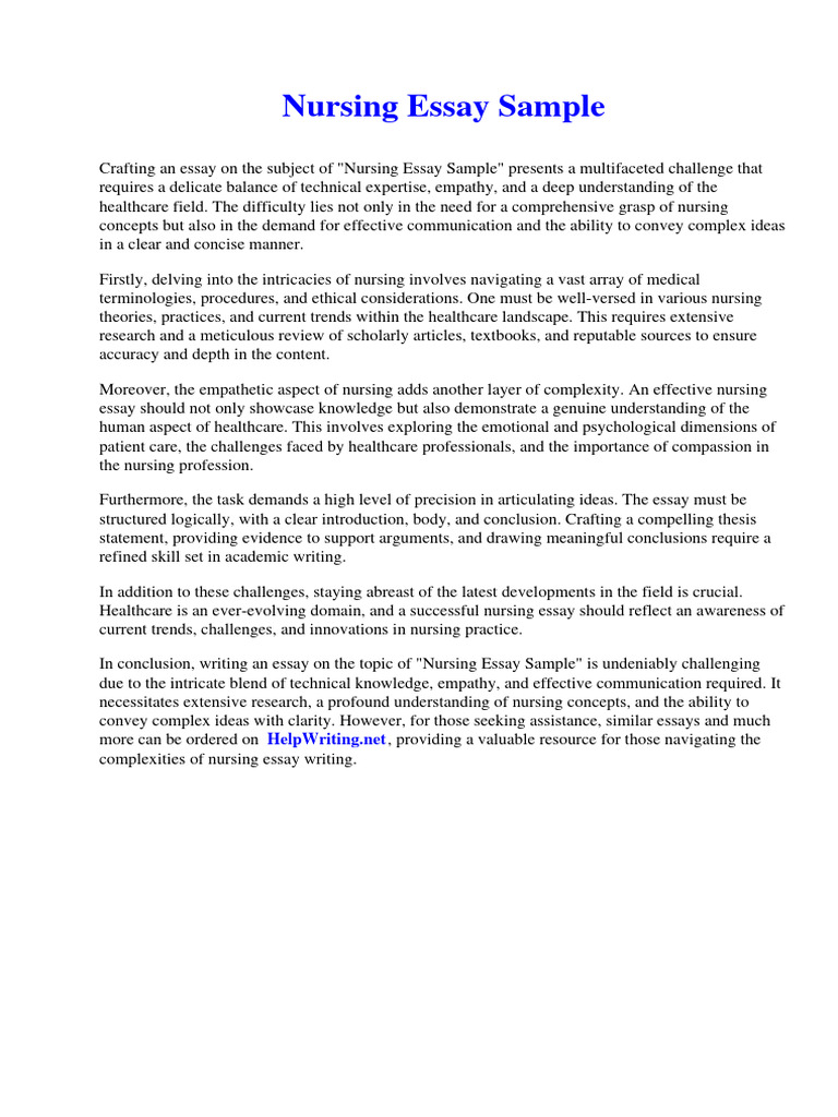 Nursing Essay Sample | PDF | Normandy Landings | Airborne Forces