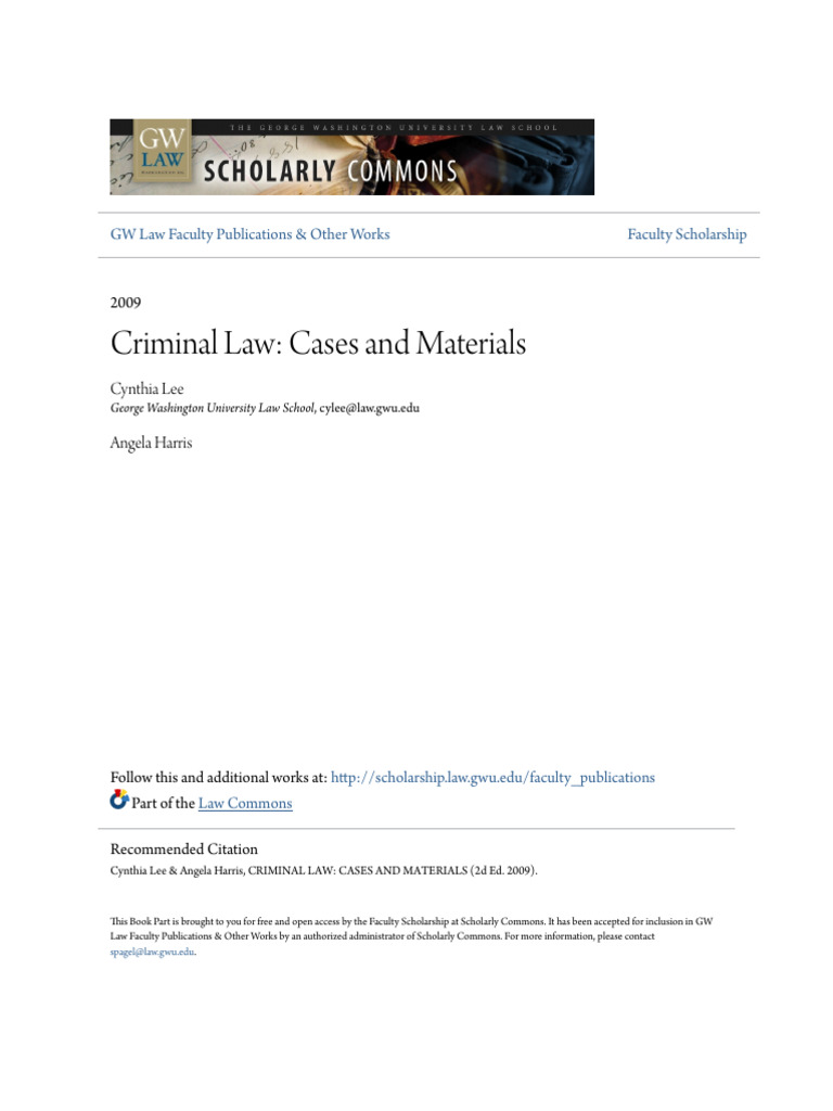 Criminal Law: Cases and Materials | PDF | Law