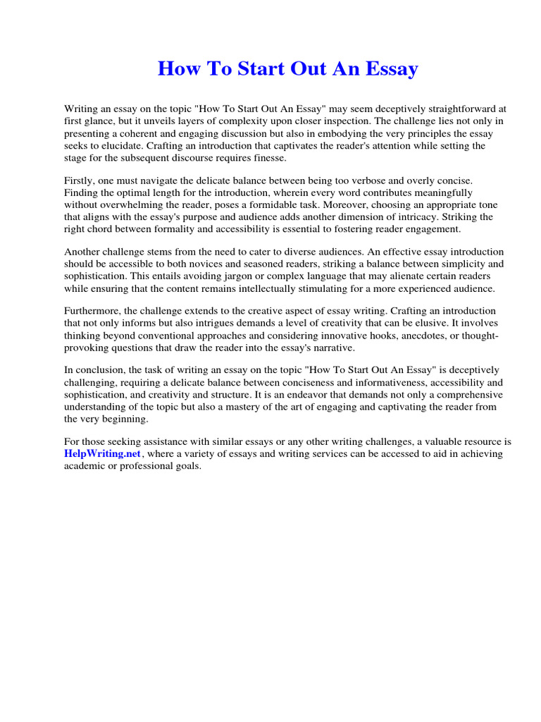 How To Start Out An Essay | PDF | Meat | Essays