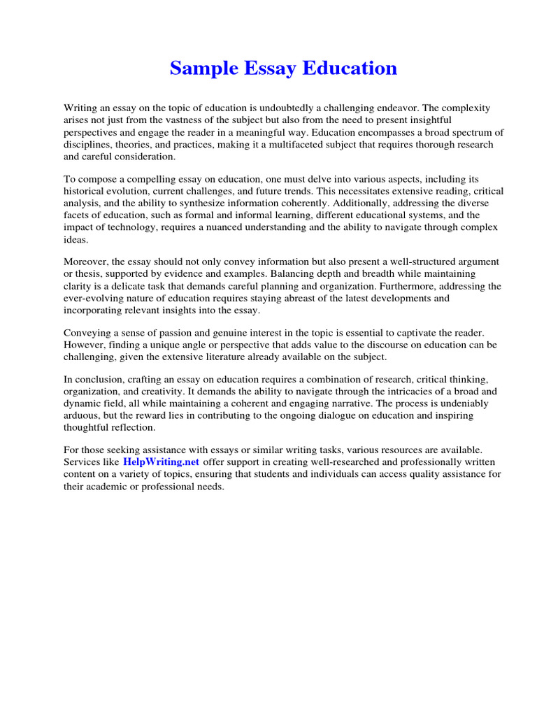 Sample Essay Education | PDF | Subscription Business Model | Grandparent