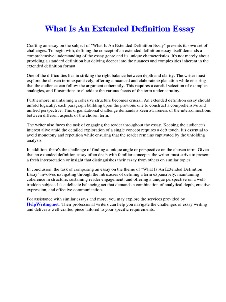 What Is An Extended Definition Essay | PDF | Essays | The Raven