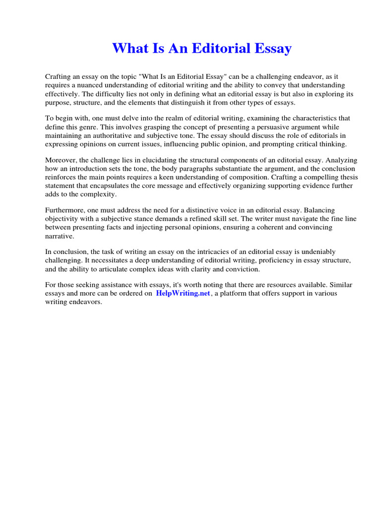 What Is An Editorial Essay | Download Free PDF | Essays | Vitamin C