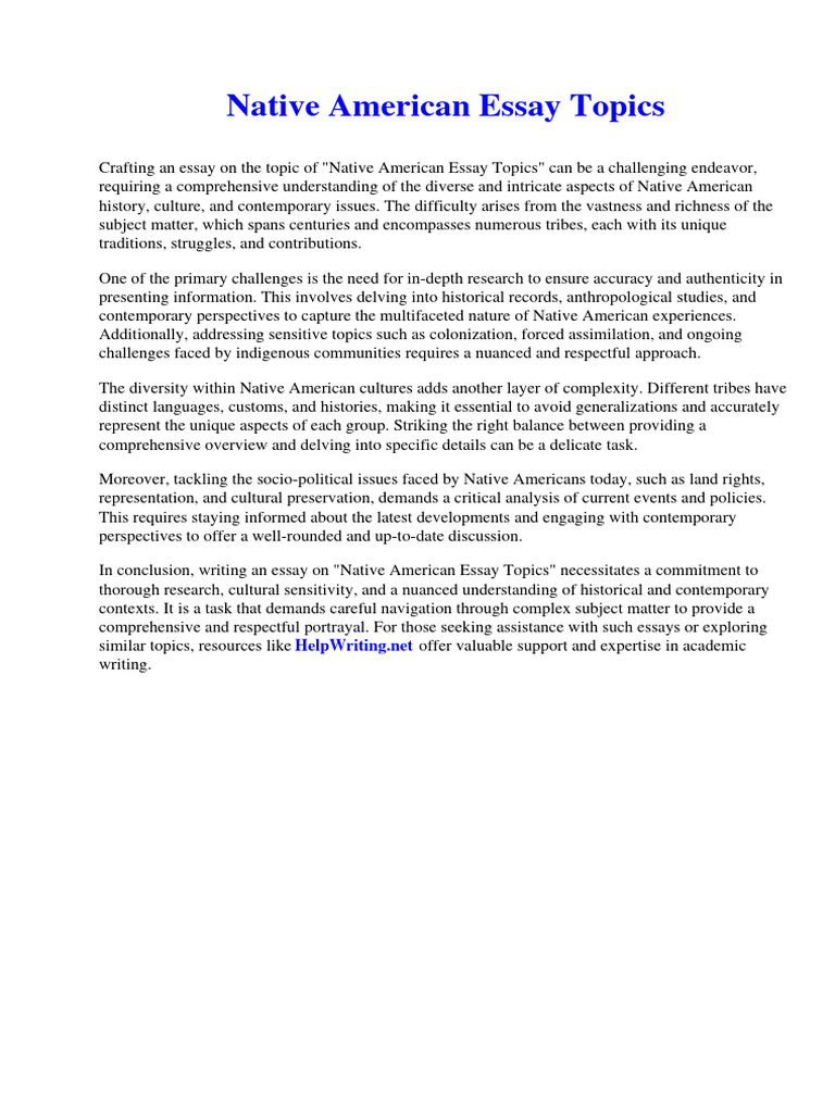 Native American Essay Topics | PDF | Chechnya Native American Essay Topics | PDF | Chechnya