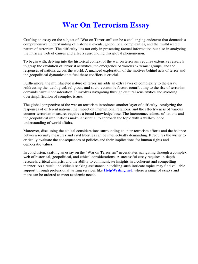 War On Terrorism Essay | PDF | Carthage | Ancient Rome