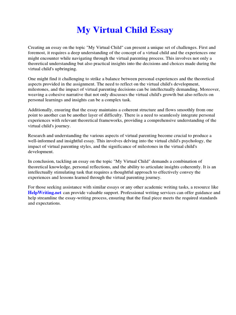 My Virtual Child Essay | PDF | Parenting | Experience