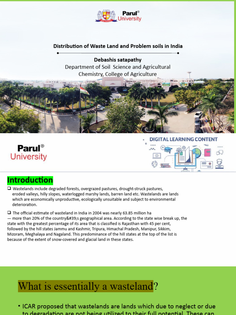 Distribution of Waste Land and Problem Soils in India | PDF | Soil ...