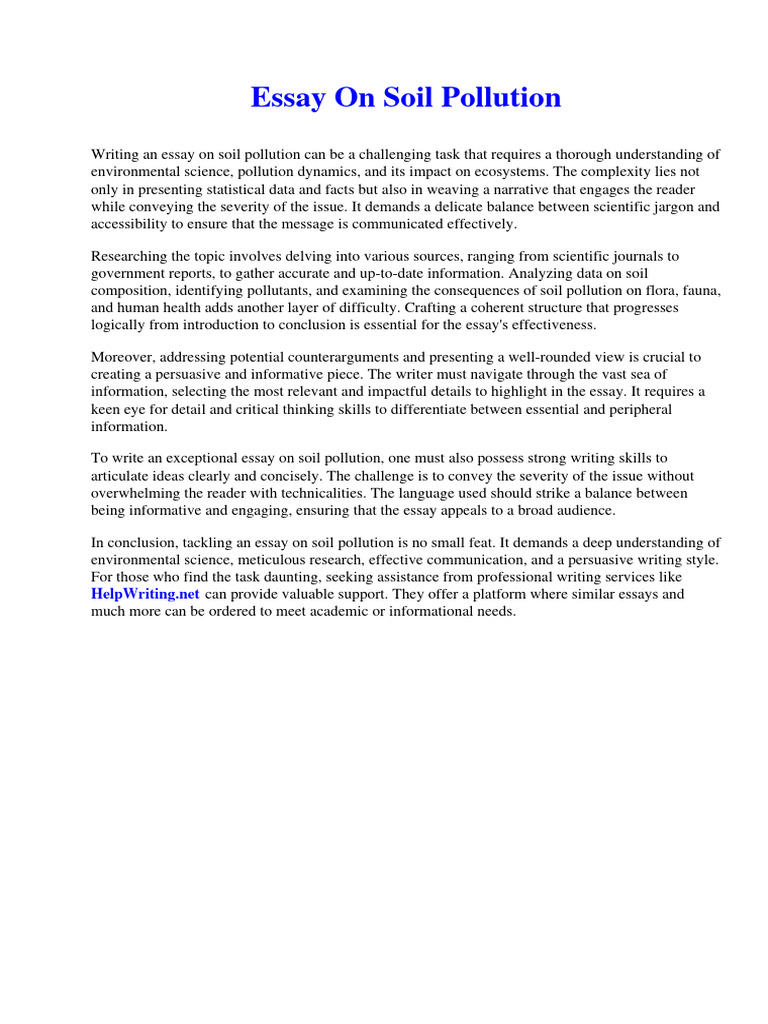 Essay On Soil Pollution | PDF