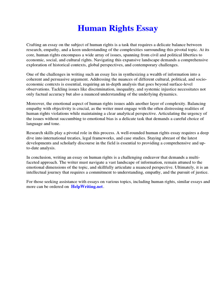 Human Rights Essay | PDF | Amish | Dystopia