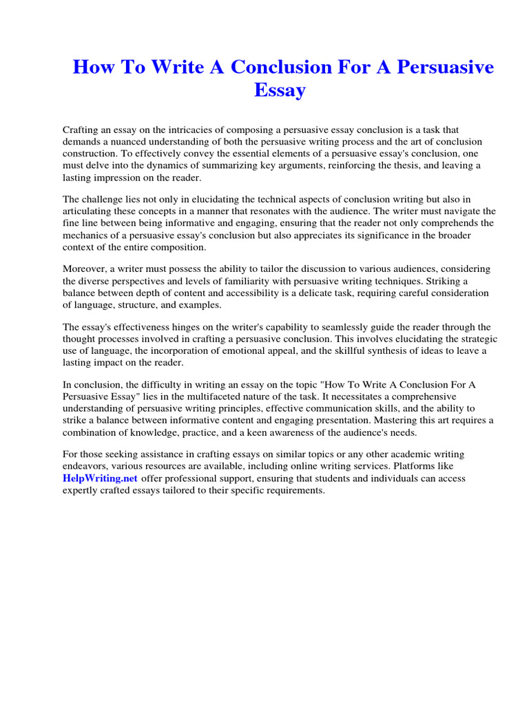 How To Write A Conclusion For A Persuasive Essay | PDF | Acceleration ...