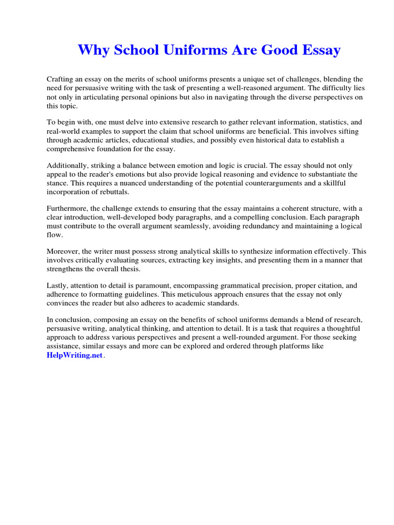 Why School Uniforms Are Good Essay | PDF | Spinning (Textiles) | Low ...