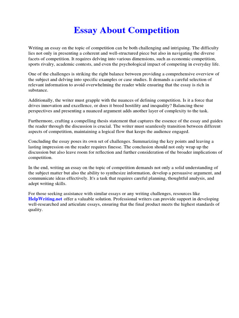 Essay About Competition | PDF | Essays | Social Media