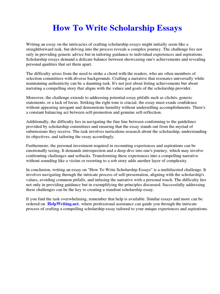 How To Write Scholarship Essays | PDF