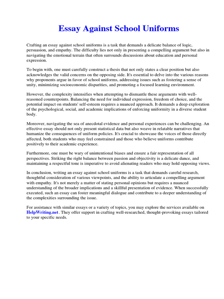 Essay Against School Uniforms | PDF | Elisa | Costco