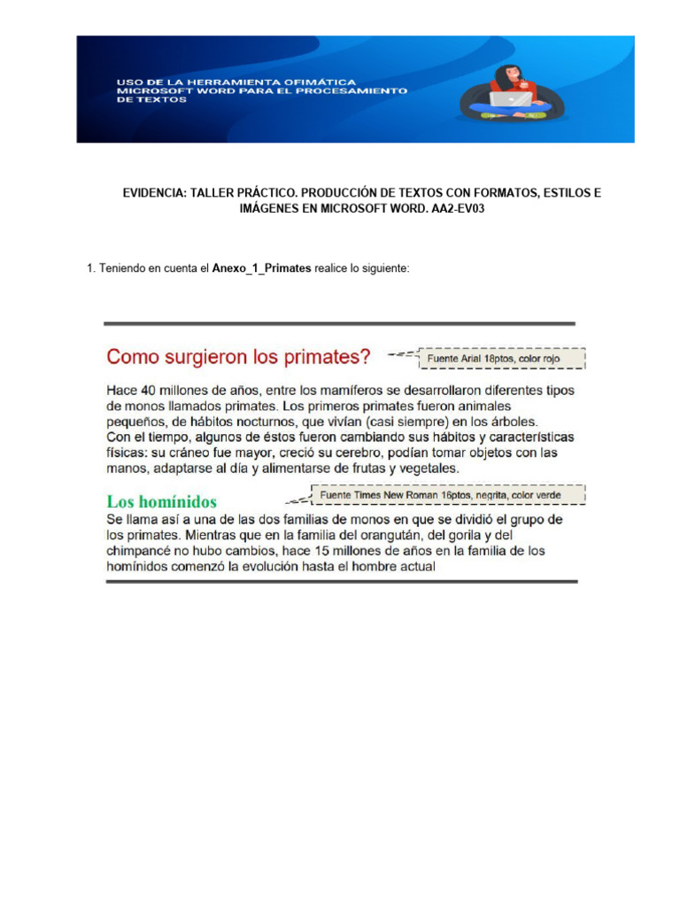 Evidencia: Taller Práctico. Producción de Textos Con Formatos, Estilos ...