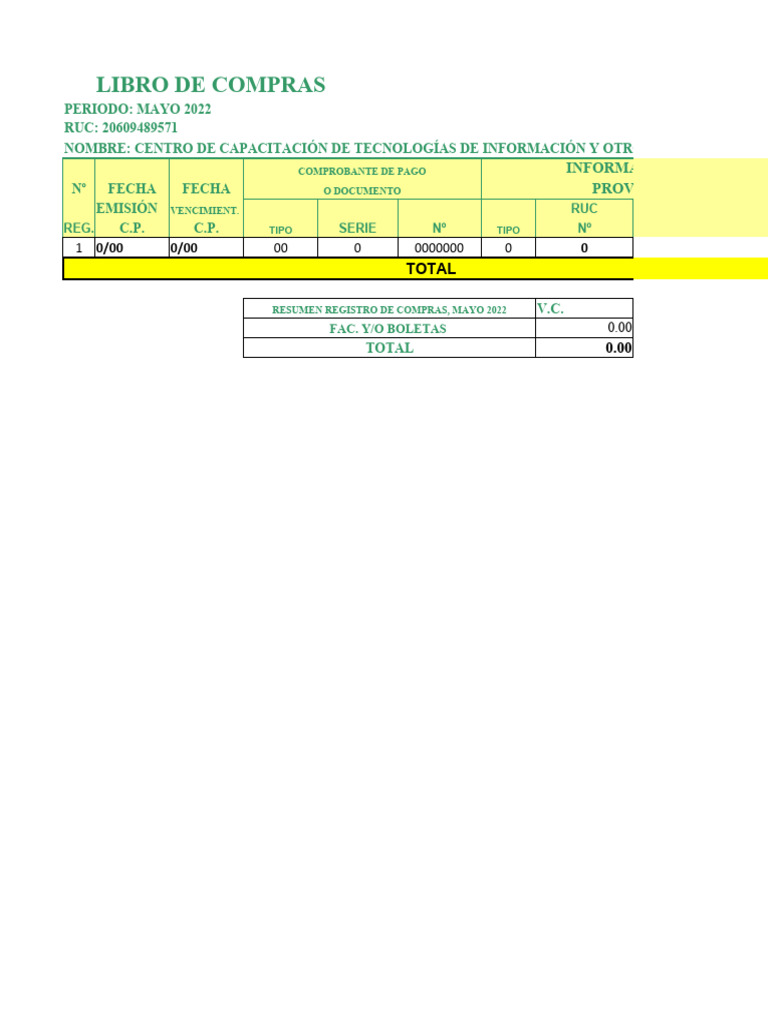 Libro de Compras - Erick 2022 | PDF