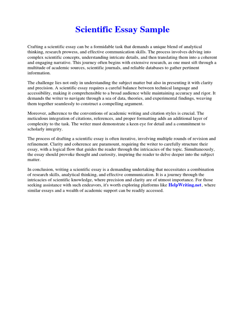 Scientific Essay Sample | PDF