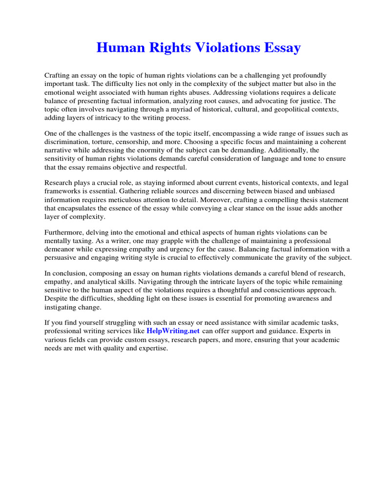 Human Rights Violations Essay | PDF