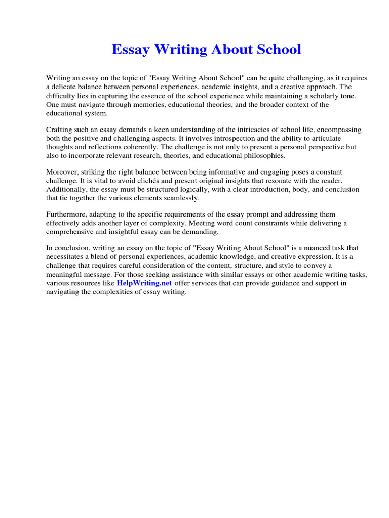 Essay Writing About School | PDF