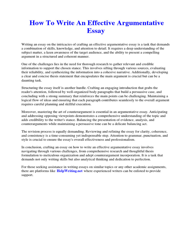 How To Write An Effective Argumentative Essay | PDF | Ibm Db2 | Essays