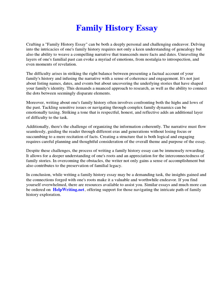 Family History Essay | Download Free PDF | Surgery
