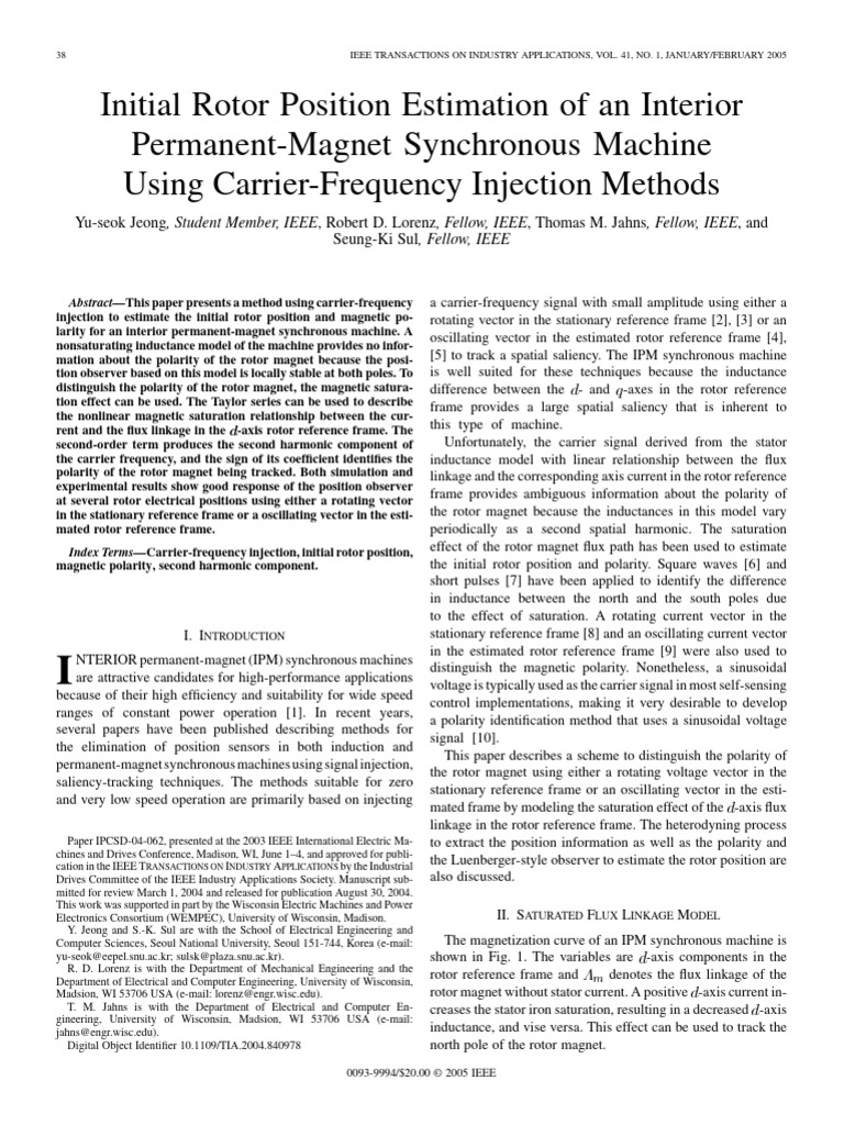 Initial Rotor Position Estimation of An Interior Permanent-Magnet ... Initial Rotor Position Estimation of An Interior Permanent-Magnet ...
