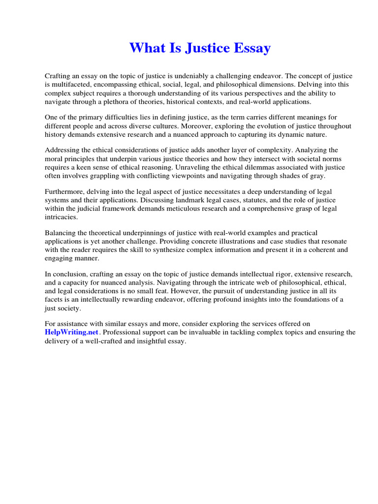 What Is Justice Essay | PDF