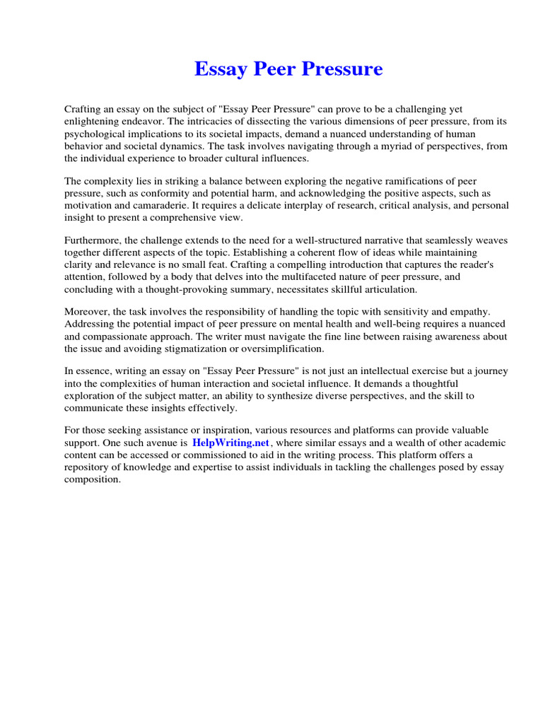 Essay Peer Pressure | PDF