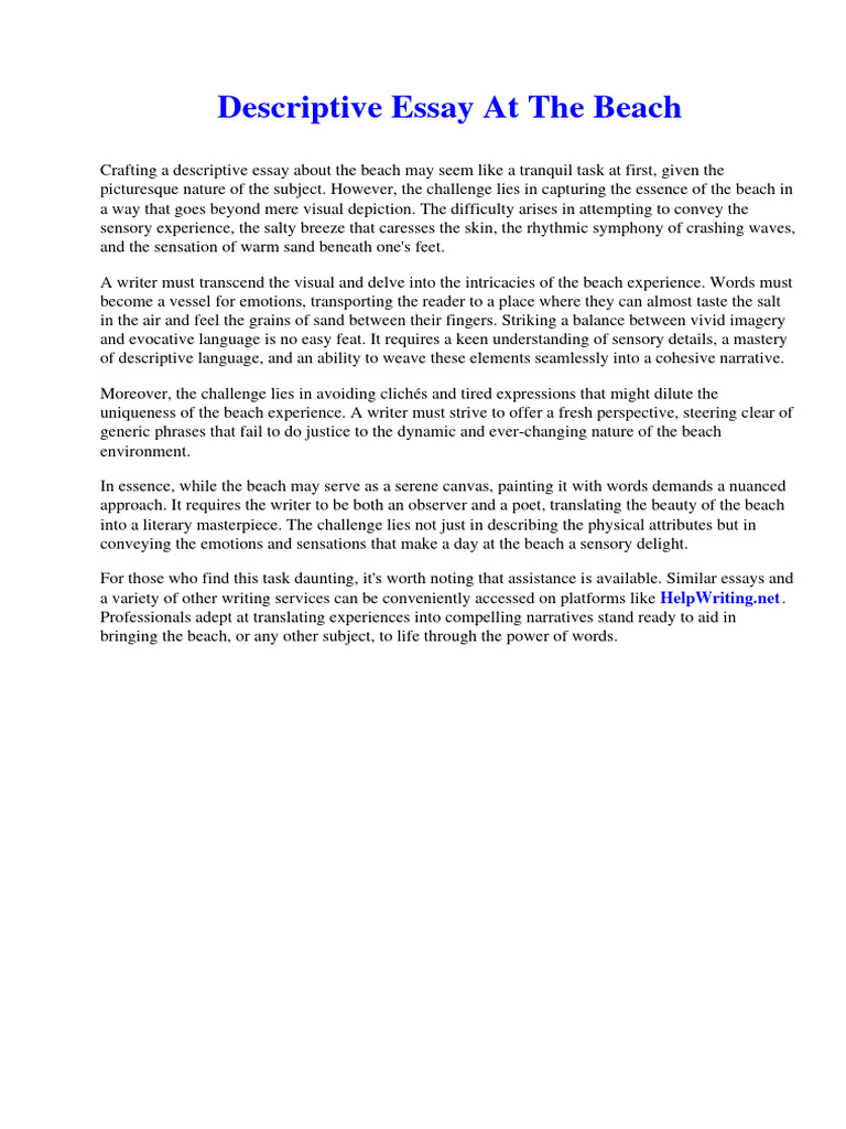 Descriptive Essay at The Beach | PDF | Parliament | United Kingdom