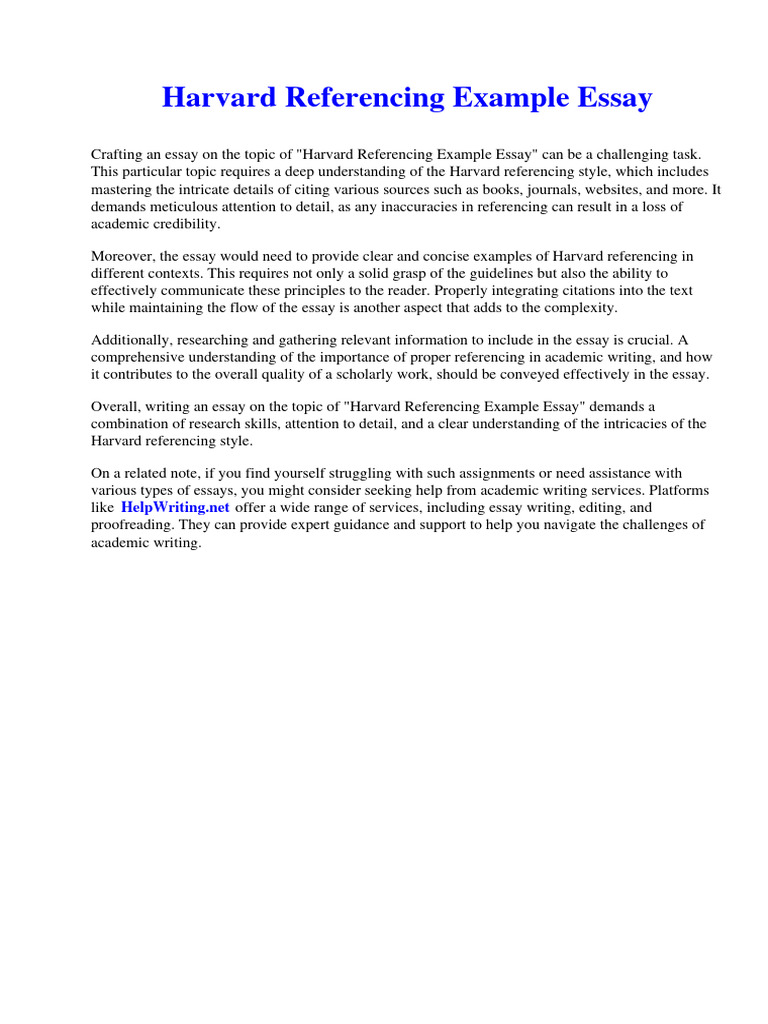 Harvard Referencing Example Essay | PDF