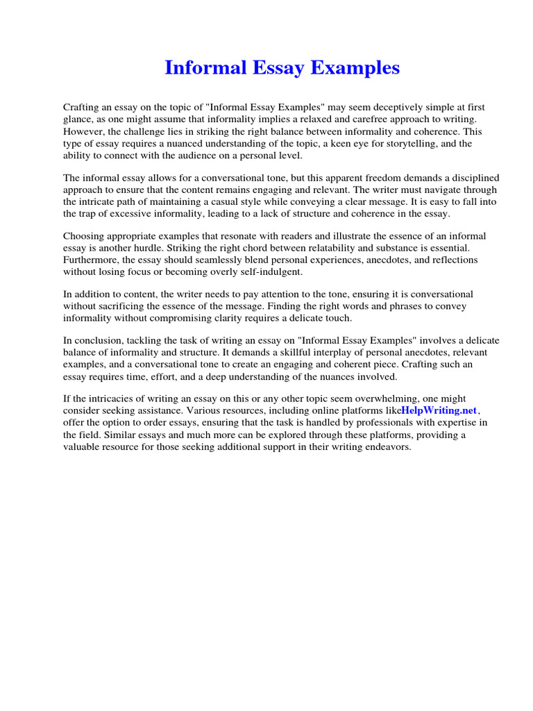 Informal Essay Examples | PDF